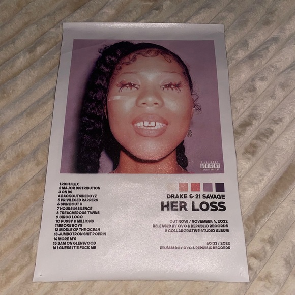 Amazon | Wall Decor | Drake 2 Savage Her Loss Track List Album Cover ...